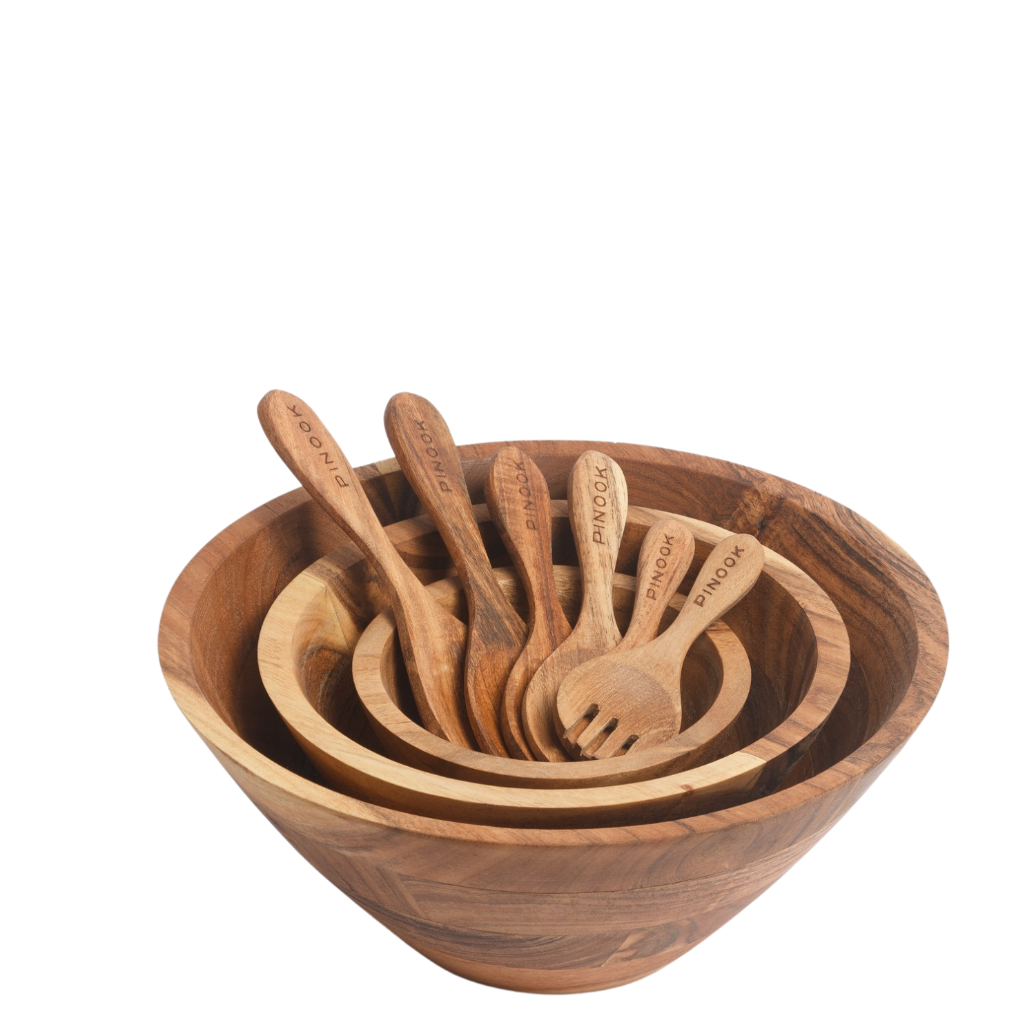 Wooden Salad Bowl Set - 9 Pcs