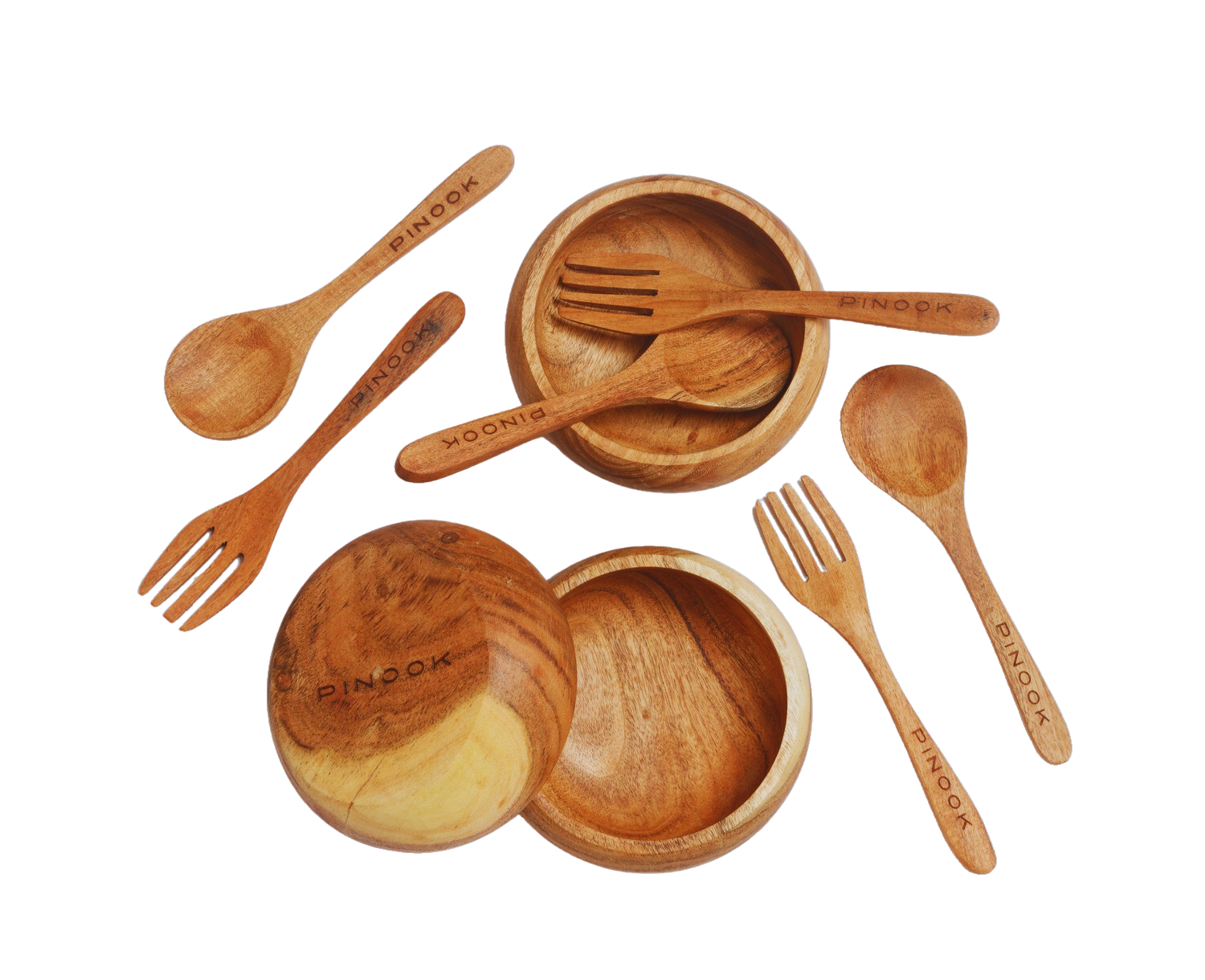 Wooden Serving Bowl - 9 Pcs